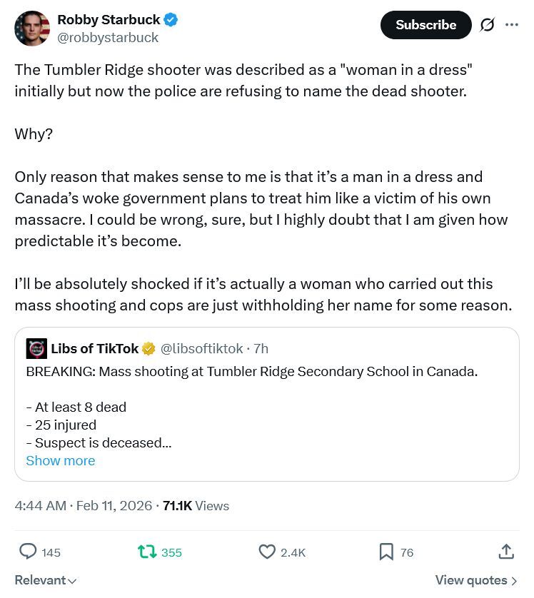 Breaking: Jesse Strang, Trans Biological Male, ID’d as Tumbler Ridge ...